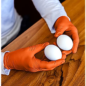 Atlantic Safety Products Orange Lightning Exam Gloves, Disposable, Powder-Free Nitrile Gloves, Orange, Large, 100-Ct