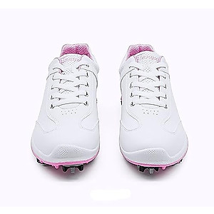 Ybberik Ladies' Anti-Skid Waterproof Golf Shoes with Spikes for Women White