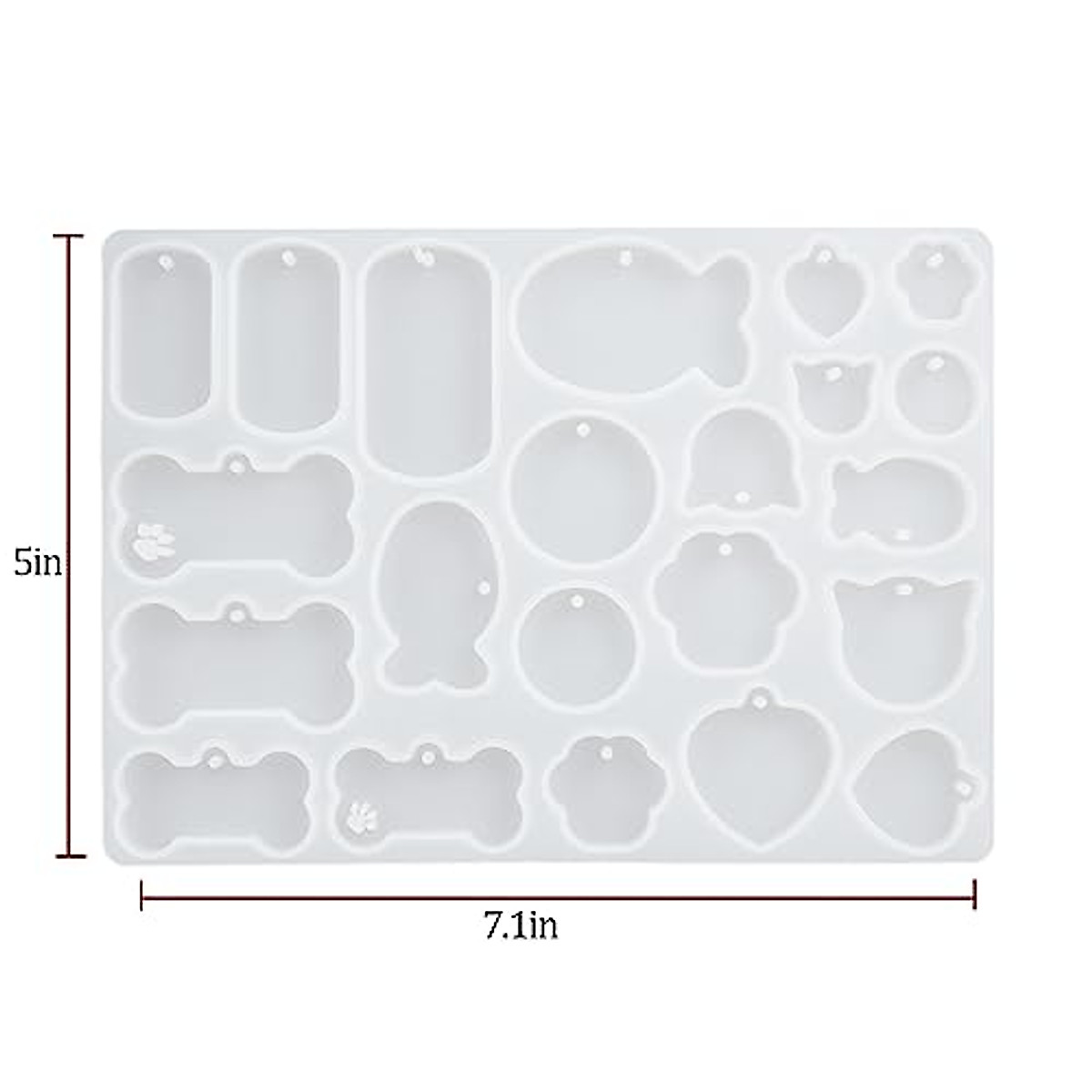 KuuGuu 2 PCS Pet Tag Resin Mold Silicone, Dog Tag Molds for Resin, Bone Shape Resin Keychain Molds with 10Pcs Key Ring, DIY Resin Keychain Pendant Charm Crafts