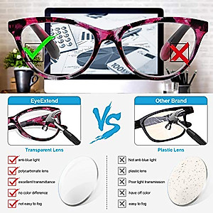 Reading Glasses 5 Pack Cat-eye Blue Light Blocking Glasses for Women, Computer Readers Eyeglasses, Lightweight Fashion Frame, Anti UV Ray/Glare/Eyestrain (Multicolor, 2.0)
