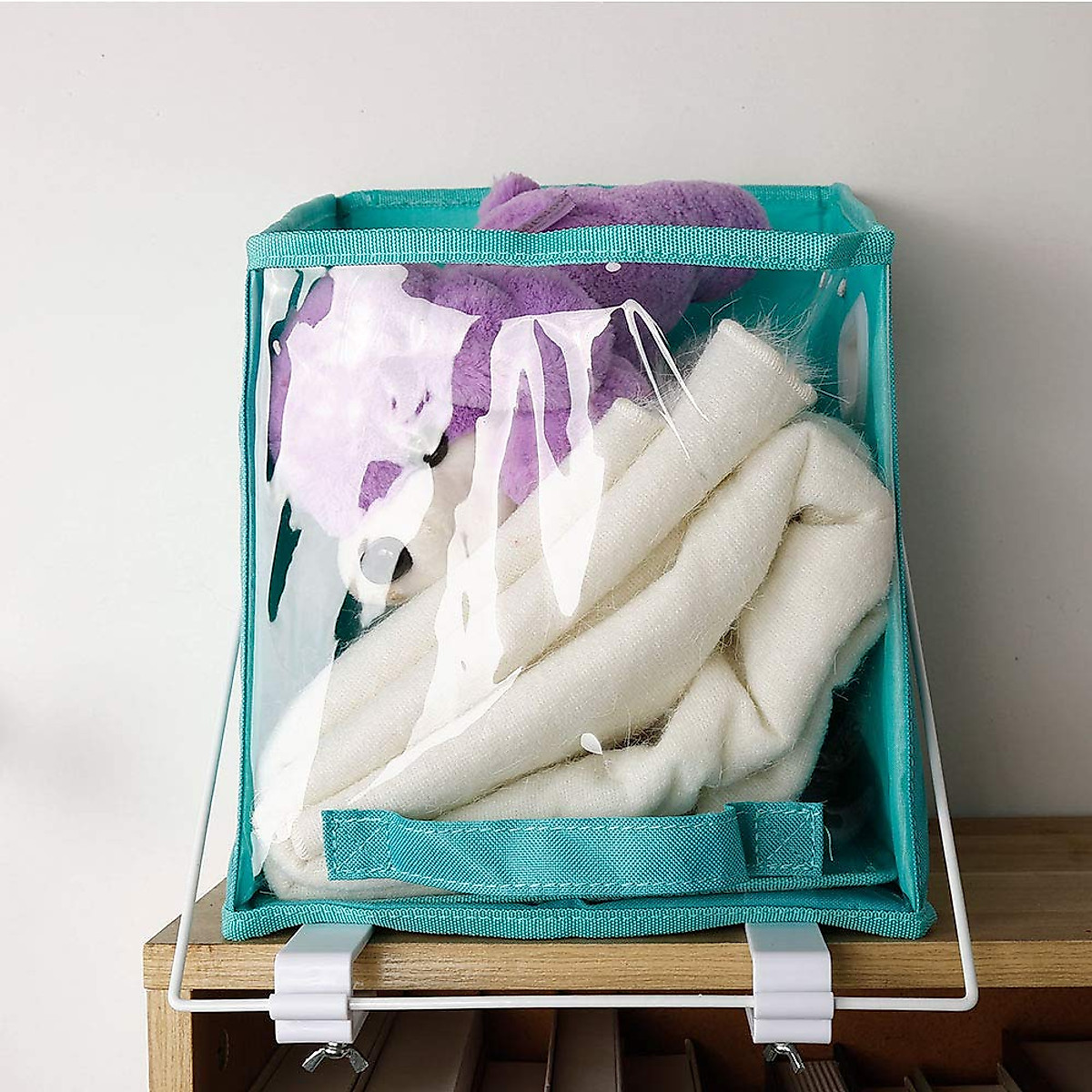 UISI 1PCS Closet Caddy - Foldable Closet Caddy Dirty Clothes Storage Organizer Case,Pull-Down Closet Organizer Shelves with Transparent Window for Bedroom Bathroom Clothing Storage Organizer