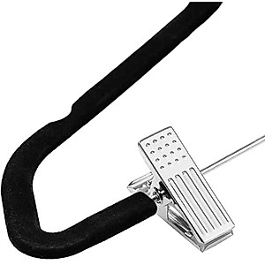 Pack of 30 Pant Hangers, 16.5 Inch Long Velvet Pant Hangers with Adjustable Clips, Heavy Duty, Non-Slip, Space Saving, 360° Swivel Hook