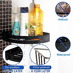 Shower Corner Shelf, Corner Caddy Bathroom Shower Shelf Wall Mounted 2 Pack, Adhesive No Drilling Kitchen Racks Shower Organizer for Bathroom,Kitchen,Toilet (Black)