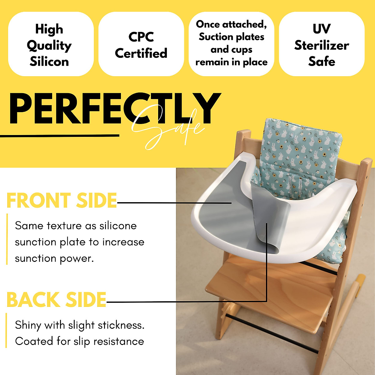 Gembebe Silicone Tray placemat Compatible with Stokke Tripp Trapp High Chair Tray (Dusty Blue)