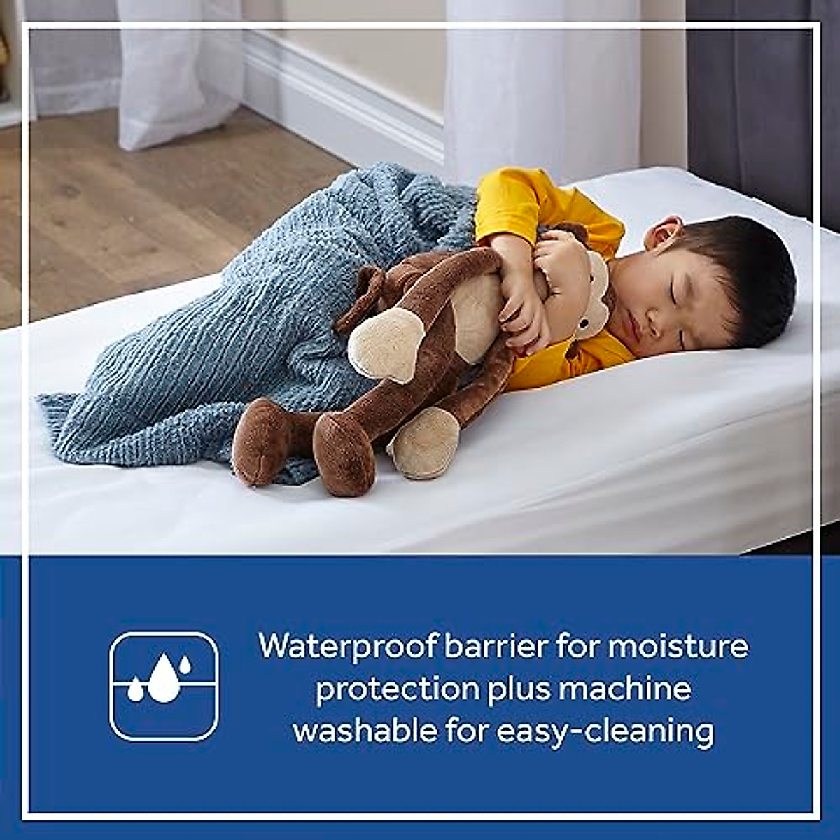Sealy Allergy Protection Plus Waterproof Fitted Toddler Bed and Baby Crib Mattress Pad Cover Protector, Noiseless, Machine Washable and Dryer Friendly, 52" x 28" - White