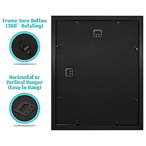 Frametory, 11x14 Picture Frame - Made to Display Pictures 8x10 with Mat or 11x14 Without Mat - Wide Molding - Pre-Installed Wall Mounting Hardware (Black, 2 Pack)