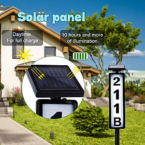 ATDAWN Solar Lighted House Address Numbers Sign, Solar Powered House Numbers Light, LED Illuminated Outdoor Address Plaque for Home Yard Garden House