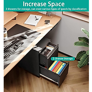 SISESOL 2 Drawer File Cabinet on Wheels,Metal Filing Cabinet with Lock,Black Rolling File Cabinets,Under Desk Office Cabinets for Home Office,Fit A4/Letter/Legal
