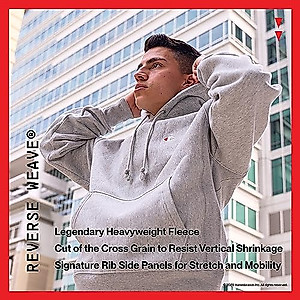 Champion Men's Reverse Weave Sweatshirt,White/Left Chest "C" Logo,X LARGE