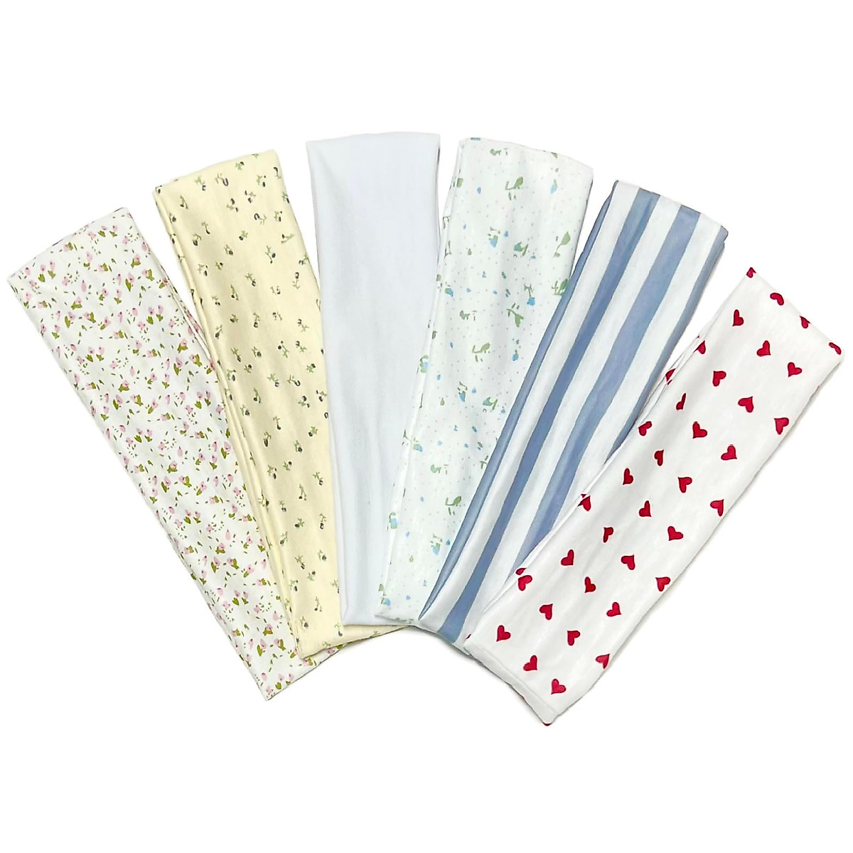 TERSE Fashion Women's Headbands for Short Hair Non Slip Elastic Floral Hairbands, Soft Fabric 2 Inches Thick Stripe Head Bands for Girls, Valentine's Day Heart Headbands