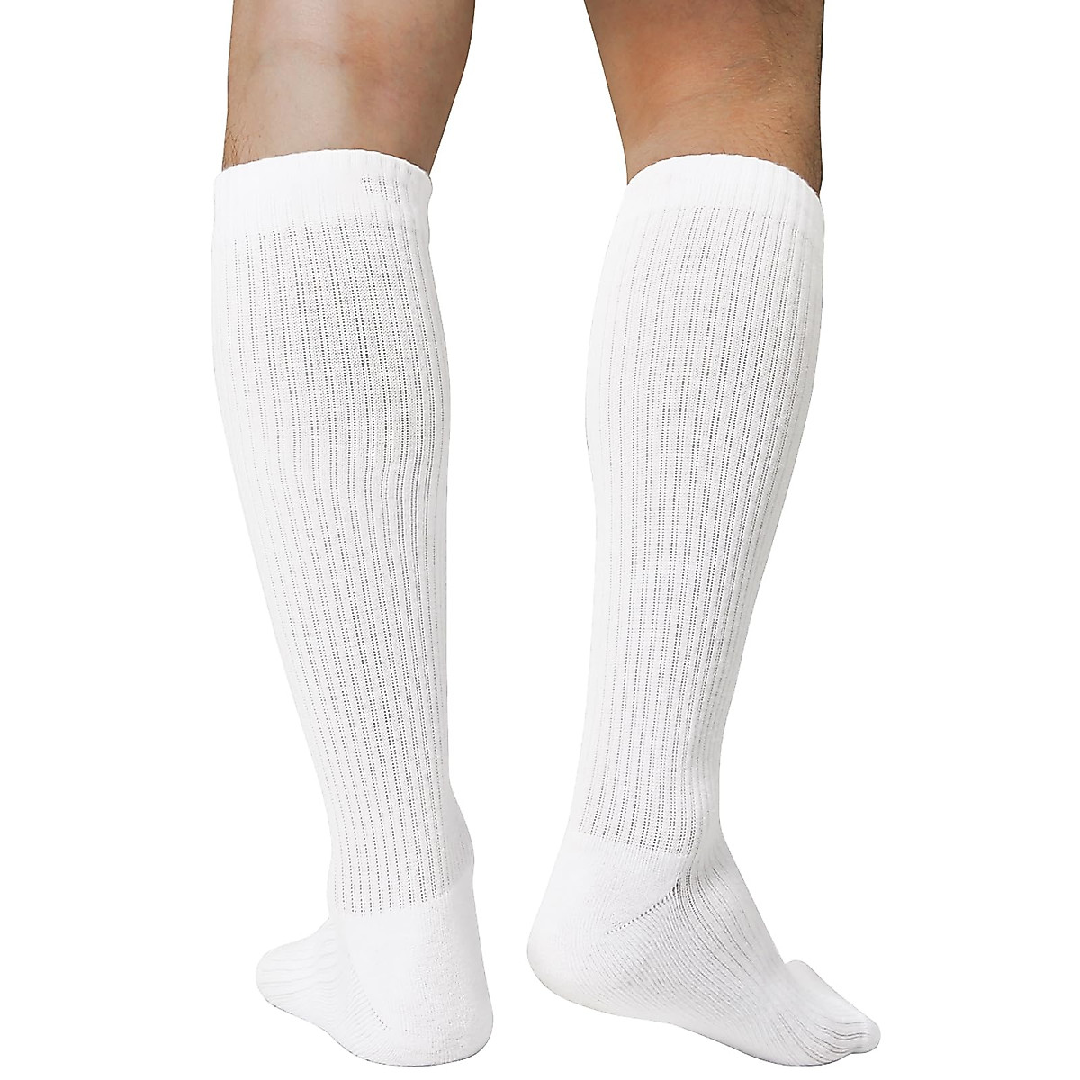 +MD Cotton Compression Socks for Women & Men Circulation 6 Pairs 8-15mmHg Knee High Support Socks Moisture Wicking for Athletic Running Cycling 6White 10-13