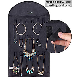 Misslo Jewelry Hanging Non-Woven Organizer Holder 32 Pockets 18 Hook and Loops - Black