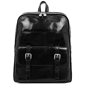 Time Resistance Leather Backpack Vintage Rucksack Purse for Laptop up to 15 in Black