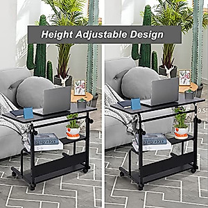 Portable Desk Small Desks for Small Spaces Laptop Table Black Rolling Adjustable Desk on Wheels Mobile Couch Desk for Bedroom Home Office Computer Standing Desk Student Desk with Storage 32x16 Inch