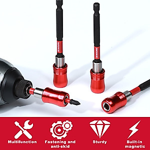 Geinxurn 12” Impact Screwdriver Bit Holders, 3PCS Magnetic Extension Quick-Change Socket Drill Bit Holder Cr-V SteelHex Shank Quick Release Drill Bit Guide