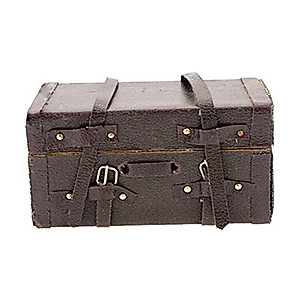 EatingBiting Dollhouse Miniature Doll Furniture Accessories 1:12 Dollhouse Miniature Vintage Brown Lugguage Box Trunk case Bag, Can Open and Close, Retro Elegant Vivid