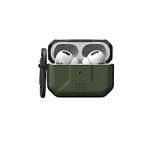 UAG Designed for AirPods Pro (2nd Gen 2022) Civilian Olive Drab, Premium Rugged Slim Water Resistant Full Protective Case Cover with Detachable Keychain Carabiner by URBAN ARMOR GEAR