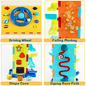 VATOS 5-in-1 Activity Cube Toys, Race Car Ramp Track,Toddler Toys, Montessori Stem Educational Cars Toys for 2 3 Years Old Boy and Girl, Great Gift as Toddler Boy Toys