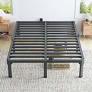 Superay California King Bed Frame with Mattress Slide Stopper, 14 Inch Metal Platform Bed Frame, Heavy Duty Tall Bed Frame No Box Spring Needed with Large Storage Space, Easy Assembly, Noise Free