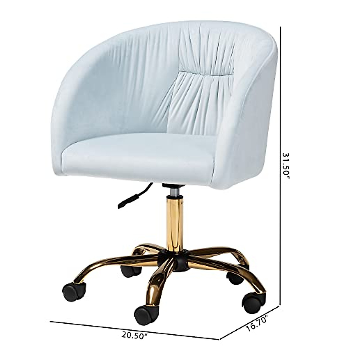Baxton Studio Ravenna Office Chair, One Size, Aqua/Gold