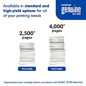 Brother Genuine Standard Yield Toner Cartridge, TN331BK, Replacement Black Toner, Page Yield Up To 2,500 Pages, Amazon Dash Replenishment Cartridge, TN331