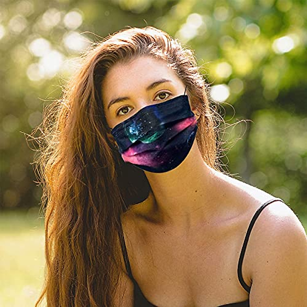 50PCS Disposable Starry Galaxy Pattern Face Masks,3 Ply Breathable Safety Mask,Disposable Mouth Face Cover for Adults(Galaxy C)