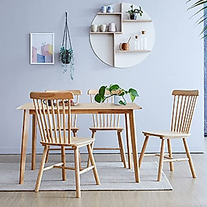 Livinia Canberra 47.2" Rectangular Wooden Dining Table/Mid Century Modern Malaysian Oak Kitchen Table (Natural-Oak) Table Only