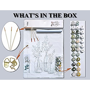 Art Knitting Paint by Number for Adults Beginner Students Kids,Ideal Gift Choice for Birthday,Anniversary or Any Festival.DIY Acrylic for Room Decor (16x20, Flowers in The Bottles No.1)