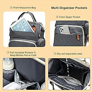 HLTxia Diaper bag Backpack, Multi-function Portable Backpack, Unisex Travel Back Pack, Large Travel Diaper Bags for Dad & Mom (Bicolor)