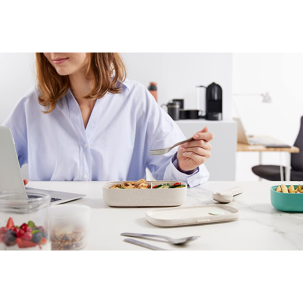 Lékué 3 Piece Stainless Steel Cutlery Set with case, 6.6 x 1.8 x 1.1inch