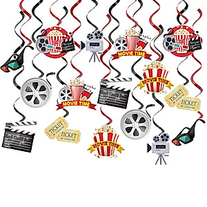 Movie Night Party Decorations for Hanging Swirls 30pcs - Hollywood Movie Theme Party Decorations Now Showing Movie Party Hanging Supplies