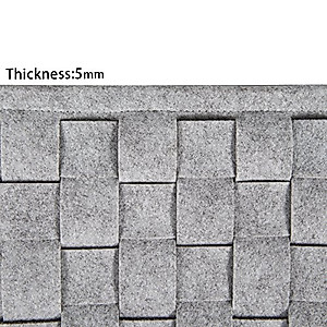 Felt Storage Baskets Organizer, Home Decoration Fabric Folding Knitted Organizers Box Cubes with Leather Handles (Rectangle-Lightgary)