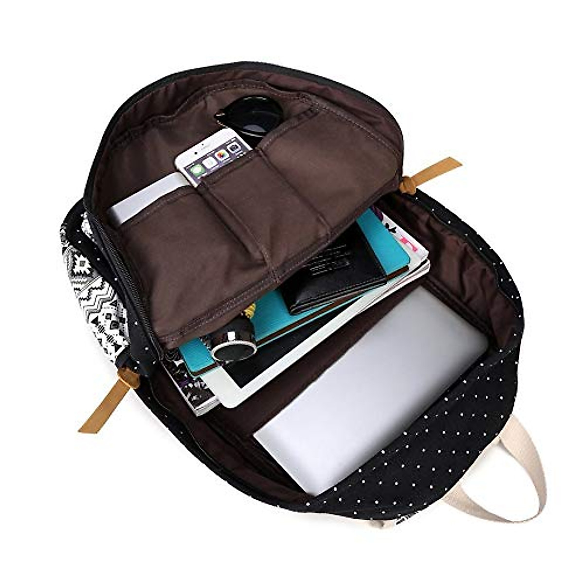 Sugaroom Backpack for Girls, School Backpack Canvas Dot Backpack Bookbags Teen Girls Backpacks Set