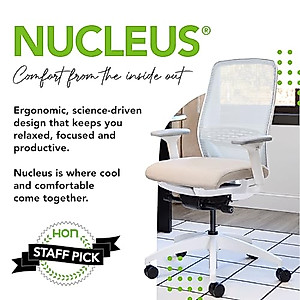 HON Nucleus Recharged Grey Office Chair Ergonomic Suspended Seat Mesh Back Computer Desk Chair for Home Office, Task Work - Synchro-Tilt Recline, Swivel Wheels, Adjustable Lumbar Support & Armrests