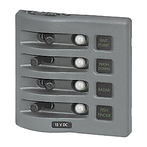 Blue Sea 4374 WeatherDeck Water Resistant Circuit Breaker Panel - 4 Position - Grey