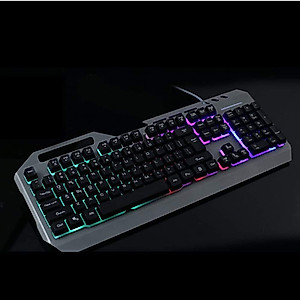 HJJWL Gaming Keyboard, USB Colorful Rainbow LED Backlit Wired Esport for Laptop/Notebook/Desktop PC (Black),Colour Name:Black (Color : Black)