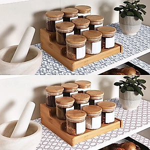 RAY STAR 18X96 Inch Shelf Liner for Kitchen Cabinets, Non-Adhesive Cabinet Liner Washable, PVC Drawer Liner for Dresser Non-Slip Bathroom (Circle+Black Floral)