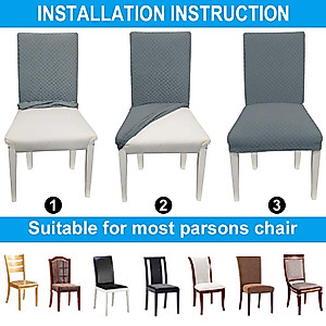 NORTHERN BROTHERS Chair Covers for Dining Room Set of 4, Stretch Fit Washable Removable Spandex Kitchen Table Parsons Chair Protectors Slip Covers, Light Grey