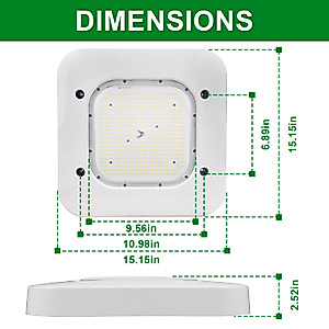 OSTEK 2 Pack LED Gas Station Canopy Light, 150W Carport Ceiling Light 5700K, Outdoor Rated (600W HID/HPS Equivalent), 90-277V IP65 DLC & UL Listed