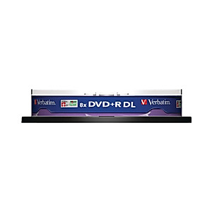 Verbatim 43666 8.5GB 8X Double Layer DVD+R Disc Spindle - Matt Silver (Pack of 10)