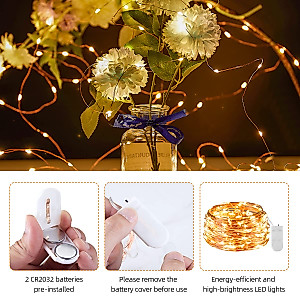 Ariceleo Battery Operated String Lights, 6 Packs 6.5ft 20 LEDs Mini Silver Wire Battery Powered Firefly Fairy String Lights for Wedding Bedroom Festival Party Christmas Table Decorations(Warm White)