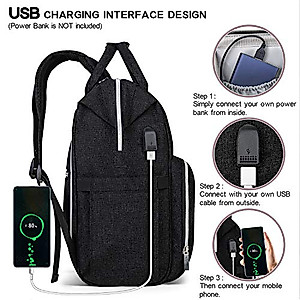 Diaper Bag Backpack,Multifunction Travel Maternity Baby Nappy Changing Bags with USB Charging Port (Dark Black)