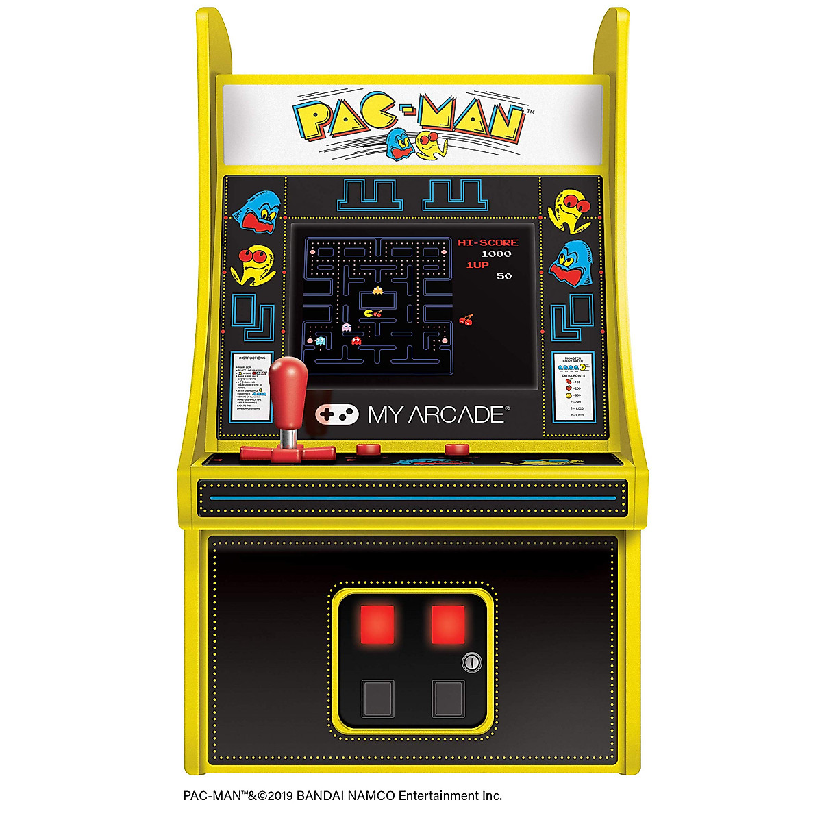 My Arcade DGUNL-3220 Micro Player Mini Arcade Machine Pac-Man Video Game, Fully Playable,6.75 Inch Collectible,Color Display, Speaker,Volume Buttons, Headphone Jack,Battery or Micro USB Powered, Black