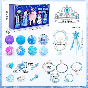 Toylink Bath Bombs for Kids with Surprise Inside Frozen Toys 8 Pack Natural Bath Bombs Handmade Spa Bath Fizzies with Jewelry Set Girls Birthday Christmas Gift