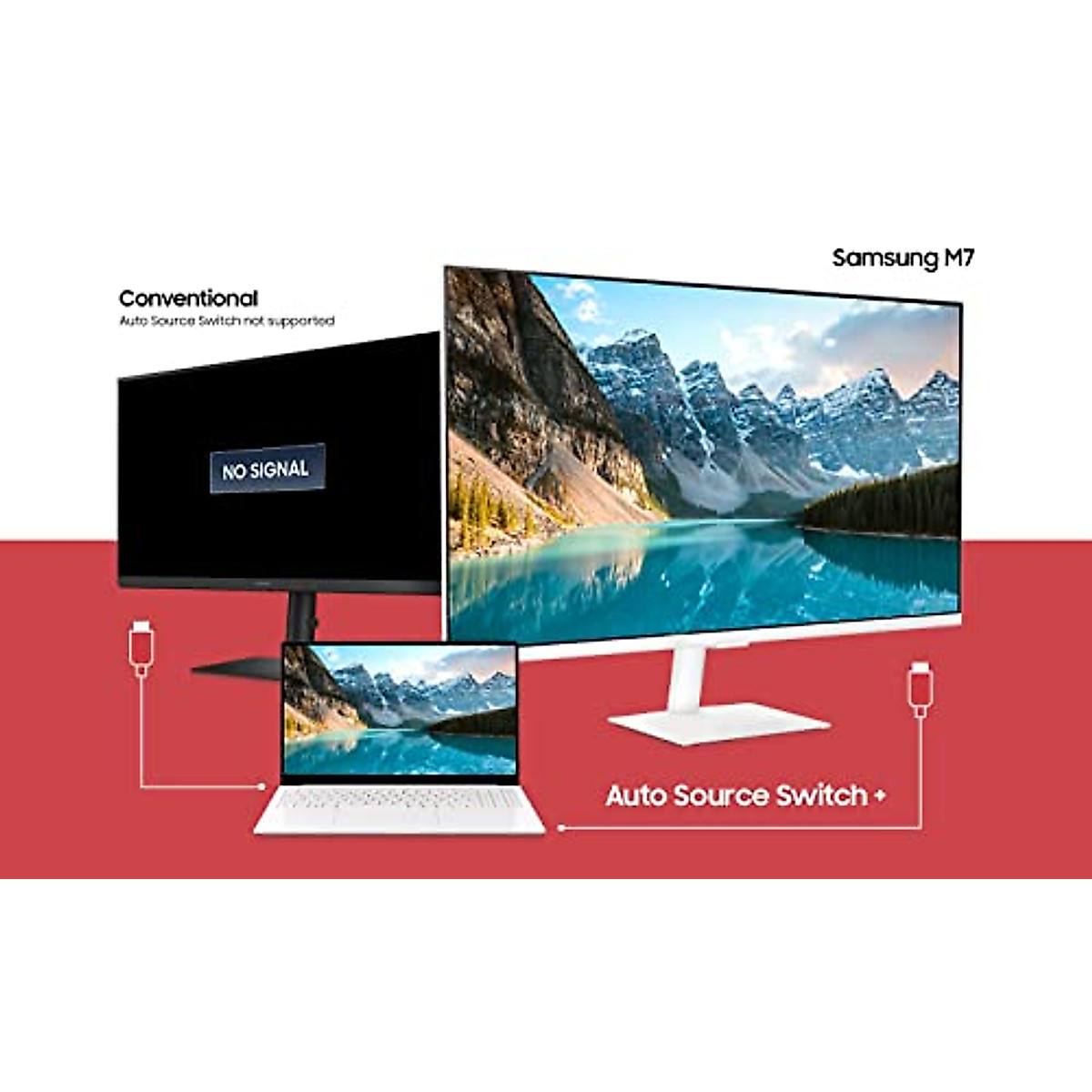 SAMSUNG 32" M70B Series 4K UHD USB-C Smart Monitor & Streaming TV, 4ms, 60Hz, HDR10, Wireless Display, Slimfit Camera, Gaming and IoT Hubs, Alexa Built in, 2022, LS32BM703UNXZA, White