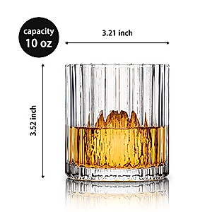 Combler Old Fashioned Whiskey Glasses with Luxury Box, 10oz Whiskey Glasses for Scotch, Bourbon, Liquor and Cocktail Drinks, Set of 4