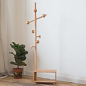 DOUBAO Wooden Clothes Rack Design Floor Clothes Hat Rack Single Pole Standing Bedroom Furniture (Color : D, Size : As Shown)