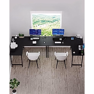 MINOSYS L Shaped Computer Desk - 58" Gaming Desk, Reversible Corner Desk, Home Office Writing Desk with Monitor Stand Shelf, Space-Saving Modern Simple Wooden Desk, Black