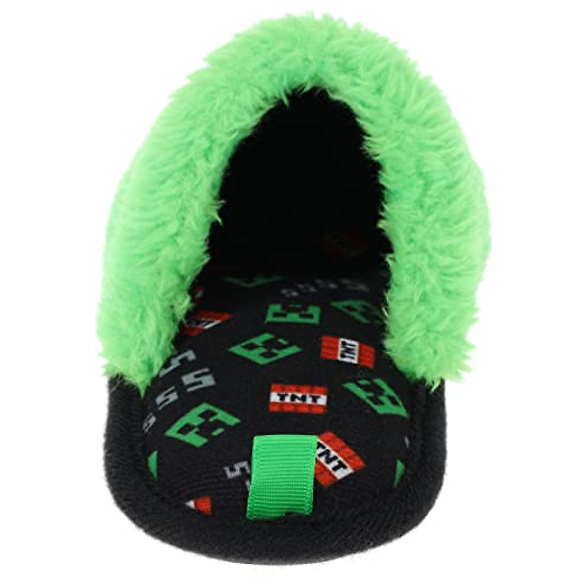 Minecraft Youth Unisex Slipper, Novelty Plush Scuff, Creeper Green, Size 1-2 Big Kid