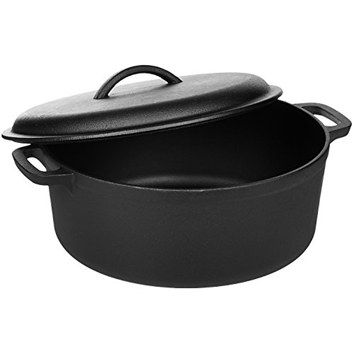 Amazon Basics Pre-Seasoned Cast Iron Round Dutch Oven Pot with Lid and Dual Handles, 7-Quart, Black